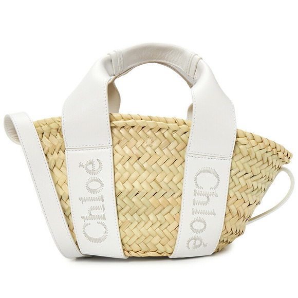Chloe | Bags | Chloe Raffia 2way Woven Tote Bag Beige White | Poshmark